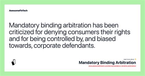 Mandatory Binding Arbitration Awesomefintech Blog