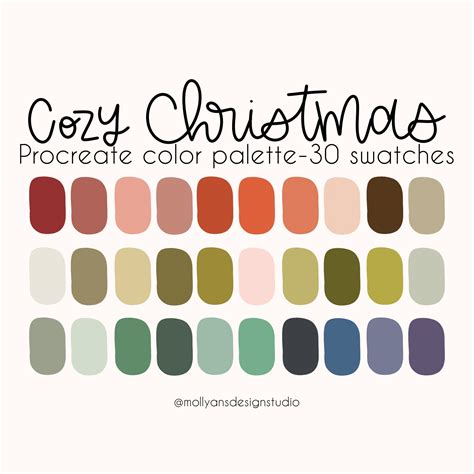 Cozy Christmas Procreate Color Palette Boho Christmas Palette Muted Christmas Color Palette