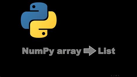 Convert NumPy To List YouTube