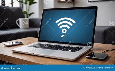 Wifi On Laptop In Office Generate Ai Stock Illustration Illustration Of Concept Office 319263988