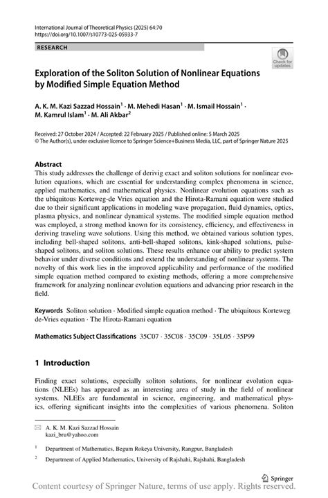 Exploration Of The Soliton Solution Of Nonlinear Equations By Modified Simple Equation Method