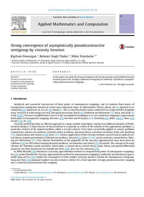 Pdf Strong Convergence Of Asymptotically Pseudocontractive Semigroup By Viscosity Iteration