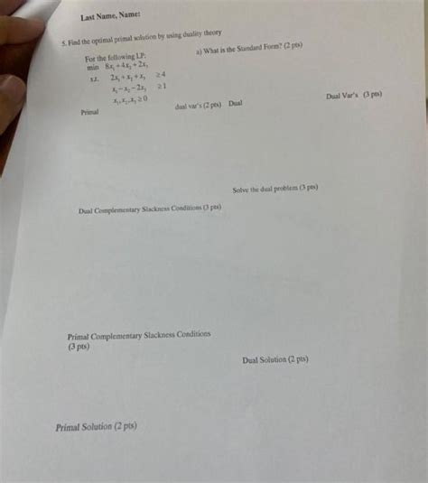 solved last name name 5 find the optimal primal solution