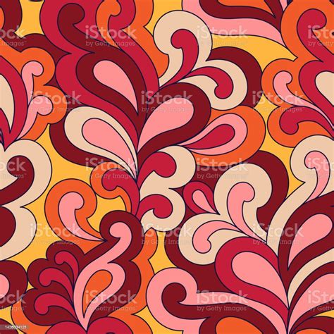 추상적인 빈티지 패션 프린트 레트로 그루비 60 년대 70 년대 벡터 원활한 패턴 패키지 브랜딩 섬유 문구류 포장지 기프트 카드