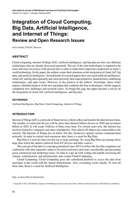Pdf Integration Of Cloud Computing Big Data Artificial Intelligence And Internet Of Things
