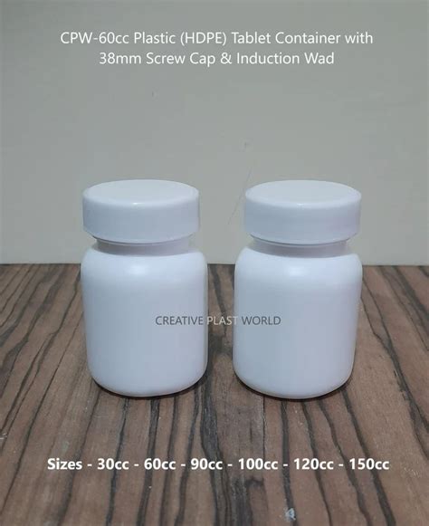 60cc Plastic Hdpe Tablet Container With Screw Cap At ₹ 4 3 Piece Hdpe Medicine Bottles In