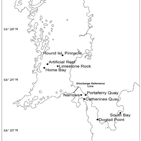 Map Of Strangford Lough Showing The Locations Of Pressure Sensors And Download Scientific
