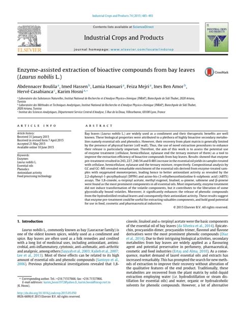 Enzyme Assisted Extraction Of Bioactive Compounds From Bay Leaves 2017 10 28 22 36 25