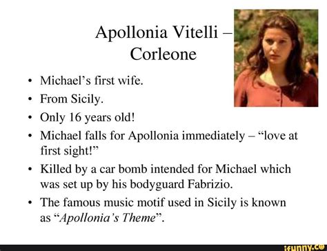 Apollonia Vitelli Corleone Michael S First Wife From Sicily Only
