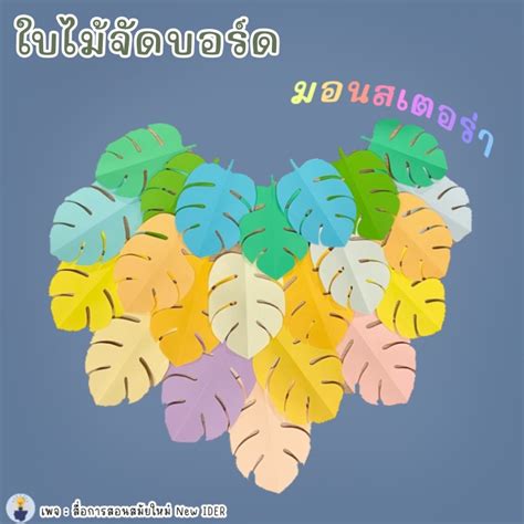 เซต 5 ใบ ใบไม้จัดบอร์ด ใบมอนสเตอร่า มีหลายสี เอาไว้ตกแต่งห้องเรียน จัดบอร์ด สื่อการสอน ใบไม้