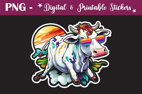Cute Cow Sticker Design Png Graphic By Aleksandarbeowulf · Creative Fabrica