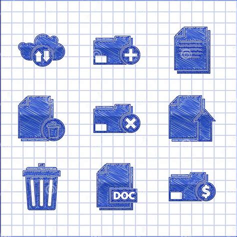 set delete folder doc file document finance upload trash can