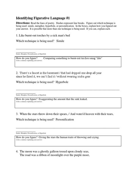 Identifying Figurative Language Techniques Pdf Metaphor Idiom