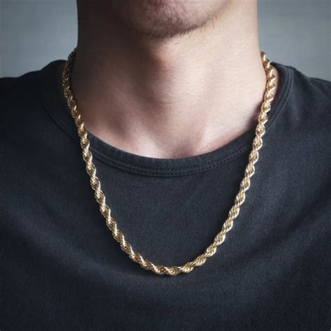 Accessories 22 Mens 18k Gold Twisted Rope Style Chain Necklace 22