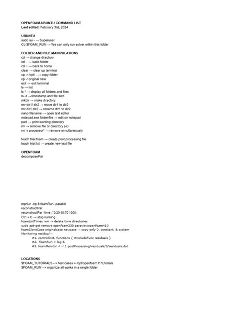 Openfoam Ubuntu Command List Pdf