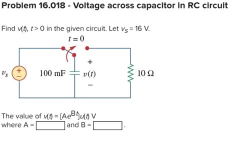 Solved Problem Voltage Across Capacitor In RC Chegg
