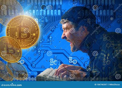 Computer Hacker Stealing Hacking And Mining Bitcoin Money On Internet Stock Image - Image of ...
