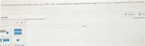 Solved Find Three Consecutive Odd Integers Whose Sum Is Chegg