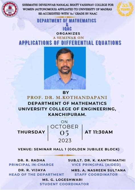 Applications Of Differential Equations SDNB Vaishnav College For Women