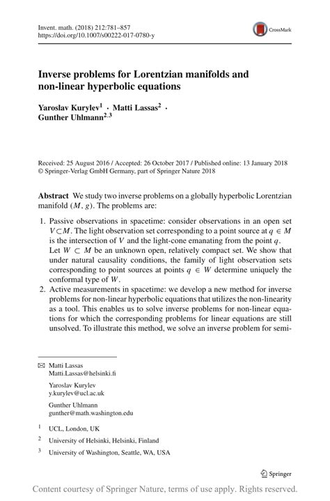 Inverse Problems For Lorentzian Manifolds And Non Linear Hyperbolic
