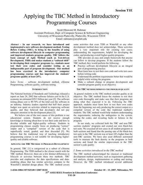 Pdf Applying The Tbc Method In Introductory Programming Courses