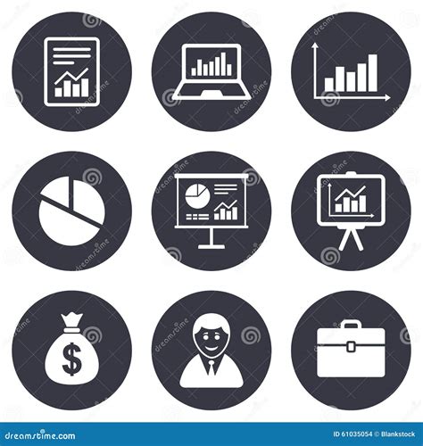 statistics accounting icons charts signs vector illustration