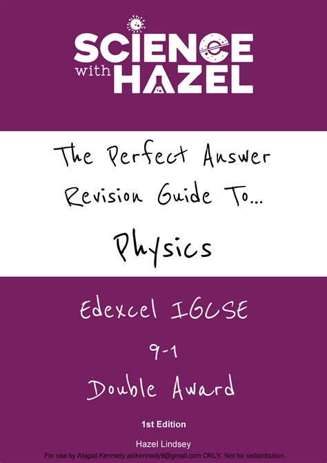 The Perfect Answer Revision Guide Physics Igcse Dual Award St Edition Copyright