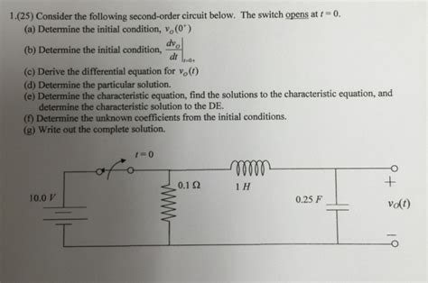 Solved Consider The Following Second Order Circuit Below Chegg Com