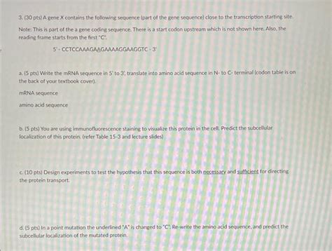 Solved 3 30 Pts A Gene X Contains The Following Sequence