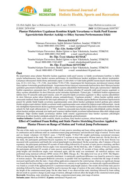 Pdf Effect Of Combined Foam Rolling And Static Passive Stretching Exercises Applied To Plantar