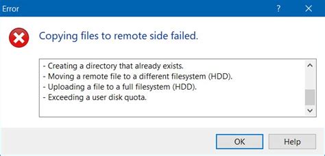 Winscp Copying Files To Remote Server Failed Server Fault