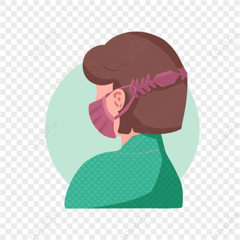 마스크를 쓰고 물방울 일러스트 무늬 녹색 옷을 입은 사람의 평면 바람바람의초록 Png 일러스트 무료 다운로드 Lovepik