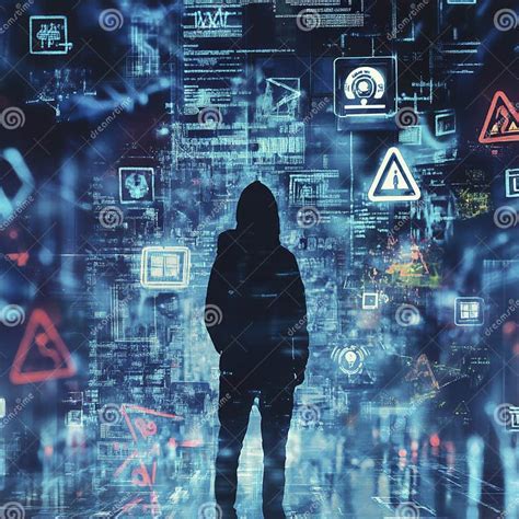 Digital Vigilance A Person Standing Against Cyber Threats In A Virtual Environment Conceptual