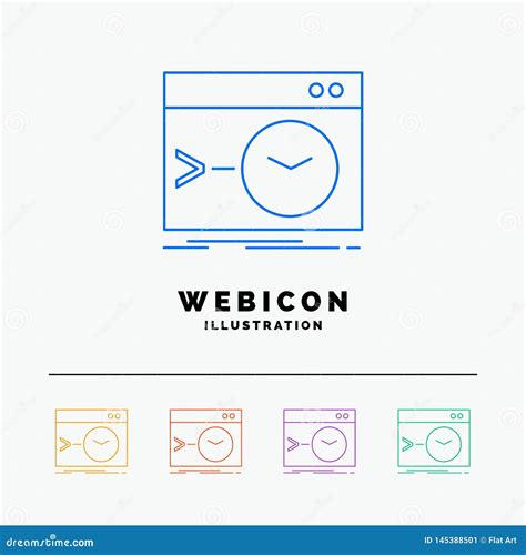 Admin Command Root Software Terminal 5 Color Line Web Icon Template