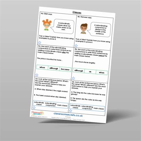 Year 4 Clauses Application And Reasoning Resource Classroom Secrets