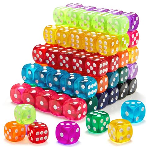 Riaaorr 100 Pieces 16mm Colored Dice Set Standard Bulk