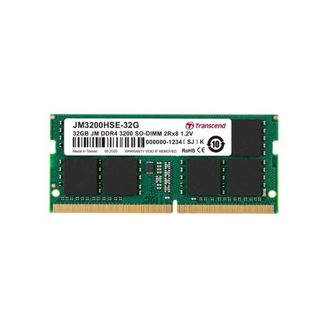 แรมโน้ตบุ๊ค Transcend Ram Notebook Ddr4 32gb 3200mhz Cl22 Jm3200hse 32g
