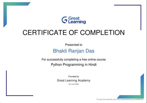 Bhakti Ranjan Das On Linkedin Greatlearningacademy Greatlearning Glacertificate Python