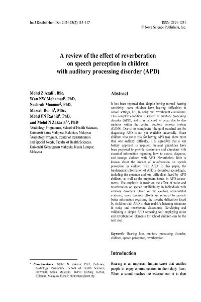 A Review Of The Effect Of Reverberation On Speech Perception In