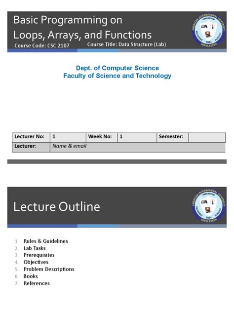 Data Strcuture Lab 01 Aiub Download Free Pdf Parameter Computer