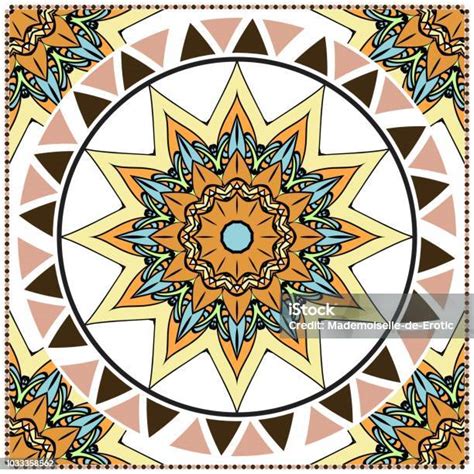 손그리기 만다라와 꽃 형상 패턴입니다 그림입니다 직물 섬유 두건 Scarg 인쇄에 대 한 0명에 대한 스톡 벡터 아트 및 기타 이미지 Istock