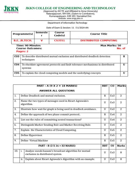 Iat 2 It Qp Cs3551 Dc Pdf Distributed Computing Computing