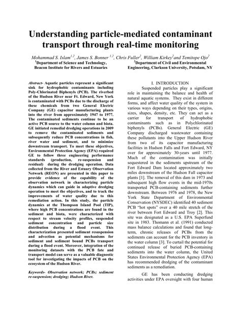 Pdf Understanding Particle Mediated Contaminant Transport Through Real Time Monitoring