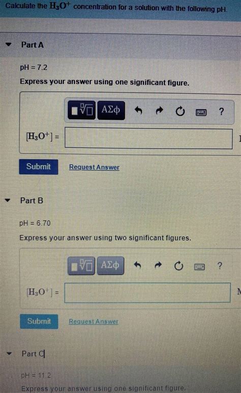 Solved Calculate The H O Concentration For A Solution With Chegg Com