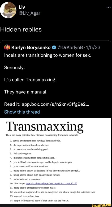 Liv Hidden Replies Karlyn Borysenko Drkarlynb Incels Are Transitioning