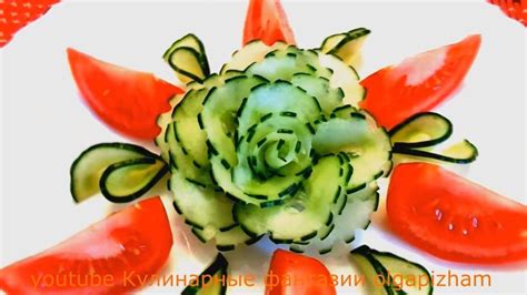 Простой цветок из огурца за пару минут Украшения из овощей Карвинг огу Фигурная нарезка