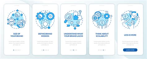 Aspects For Choosing Business Tools Blue Onboarding Mobile App Screen Stock Illustration