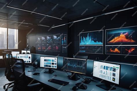 office with large highresolution computer monitors premium ai generated image