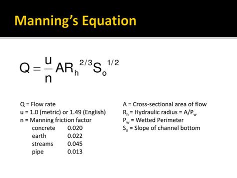 Ppt Mannings Equation Powerpoint Presentation Free Download Id 2418606
