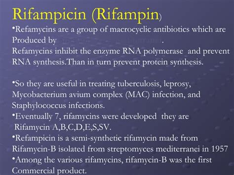 Rifampicin Ppt Ravi Medicinal Chemistry Ppt
